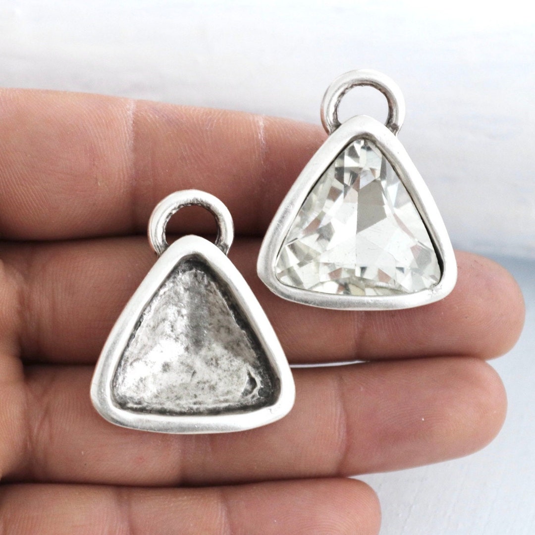 Triangle Silver Pendant Bezel Blank: Zamak Open Bezel Setting - Etsy