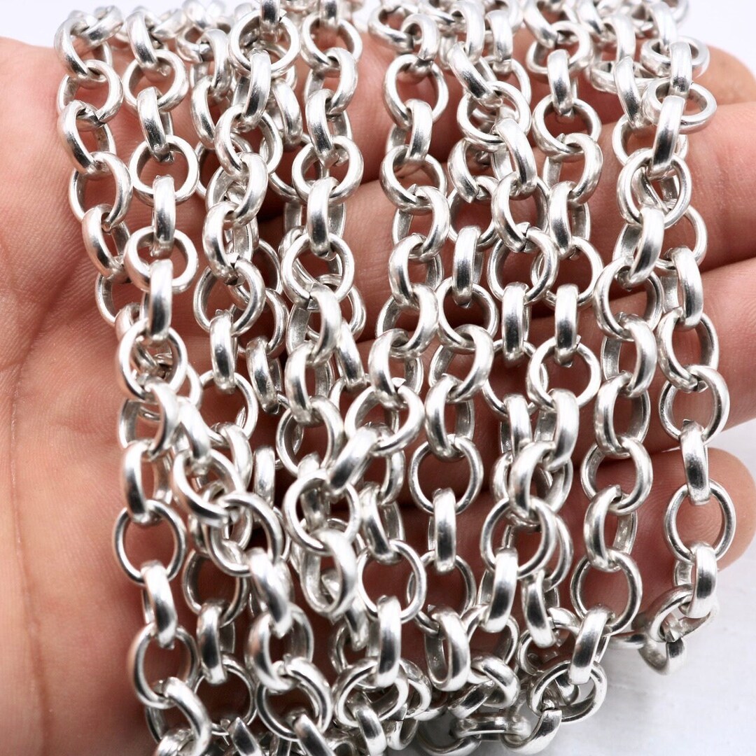 Antique Silver Figaro Chain: Round Rolo Link, Bulk Metal Chain - Etsy