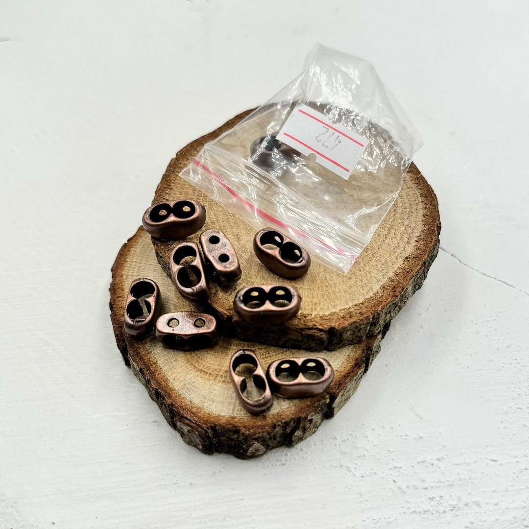 Cooper Double Strand Barrel Slider, Large Hole Beads, Round Double ...