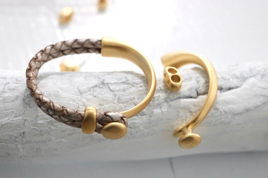 Matte Gold Cuff Bracelet Clasps, Button Clasp Half Cuff, Jewelry ...