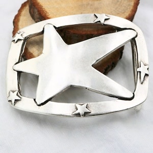 Silver Star Belt Buckle: Western Celestial Pewter Buckle (fits 40mm ...