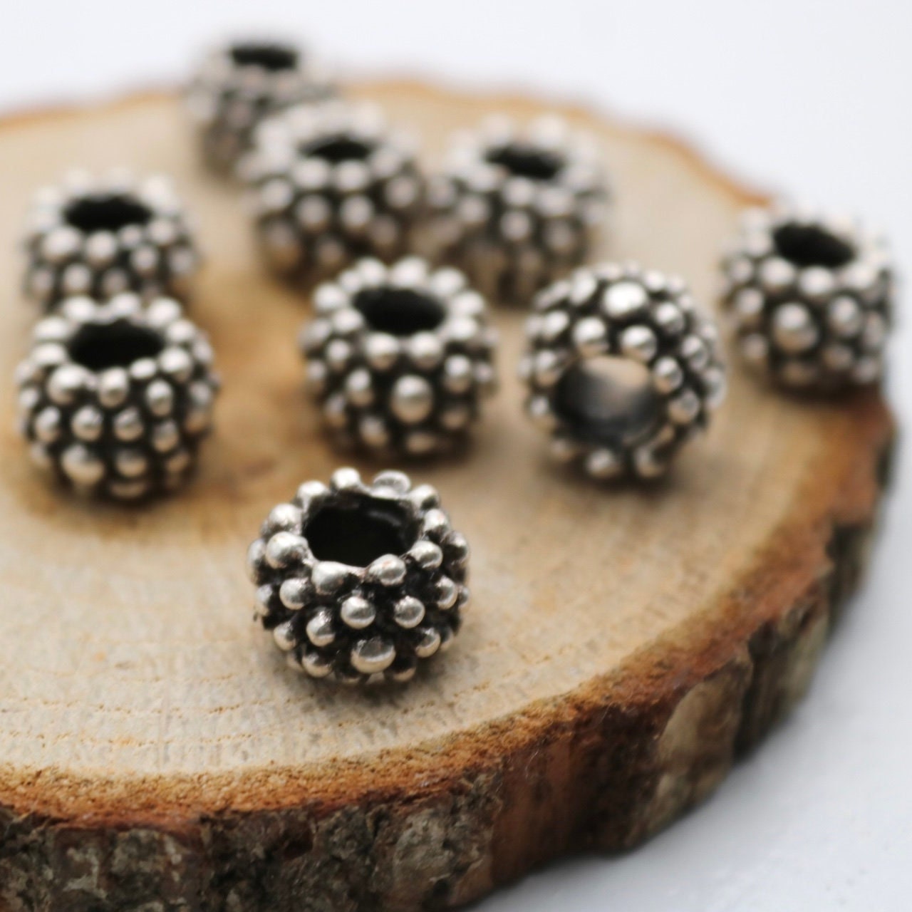 10 Flower Bead Spacer Charms Silver Tone Spacer Loose Beads - Etsy