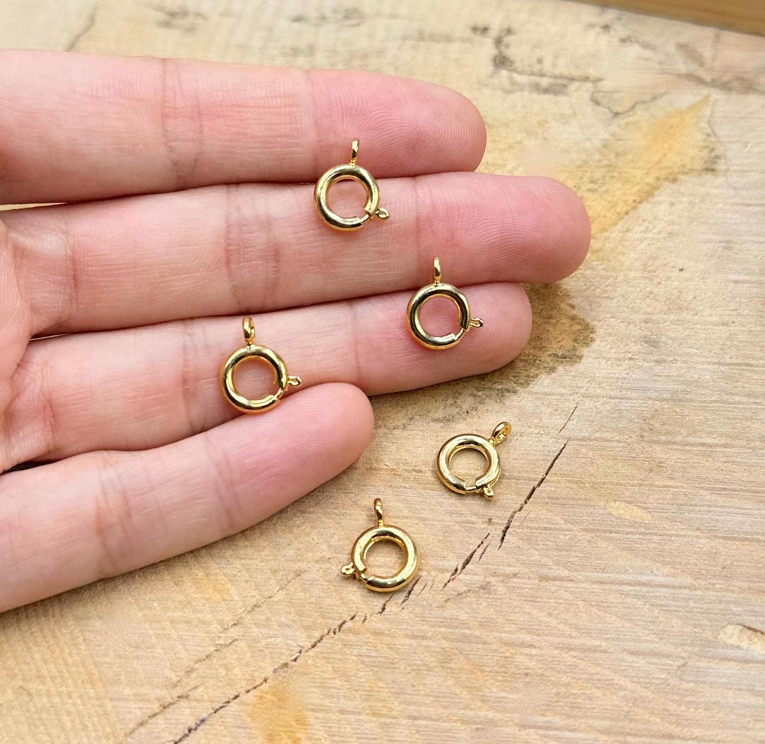 Round Gold Clasps, Gold Closed Eyelet, Spring Clasp Closure, Claps for ...