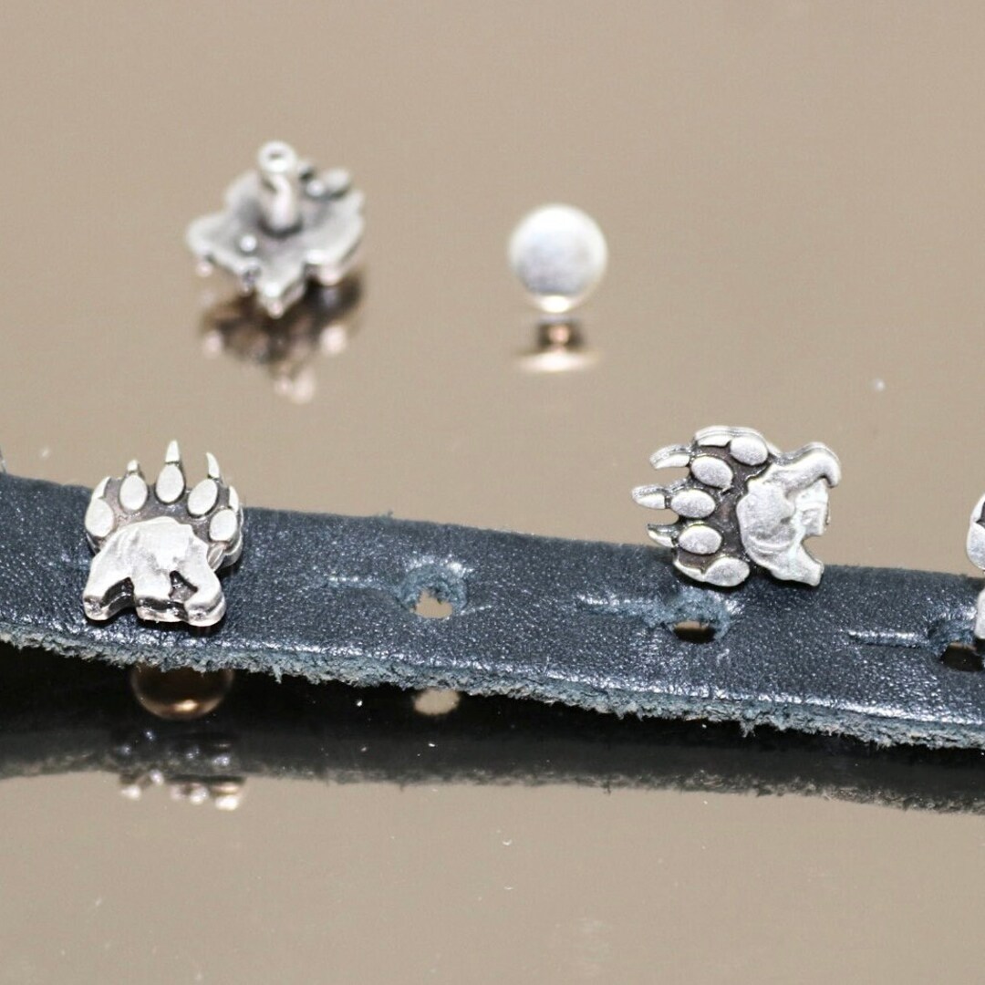 Silver Bear Paw Rivets: Metal Studs for Leather Crafts (10 Pcs) - Etsy