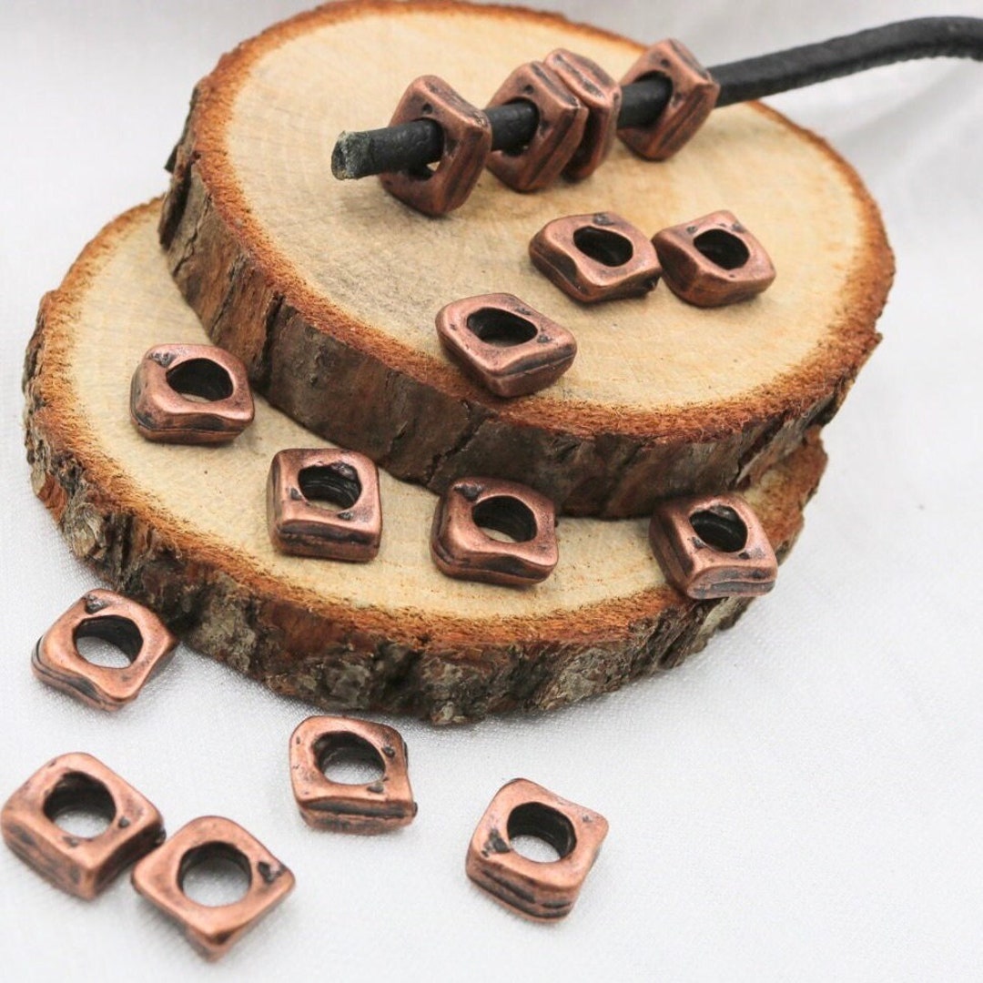 20 Antique Cooper Squard Disc Bead, Irregular Shape Bead, Free Form ...