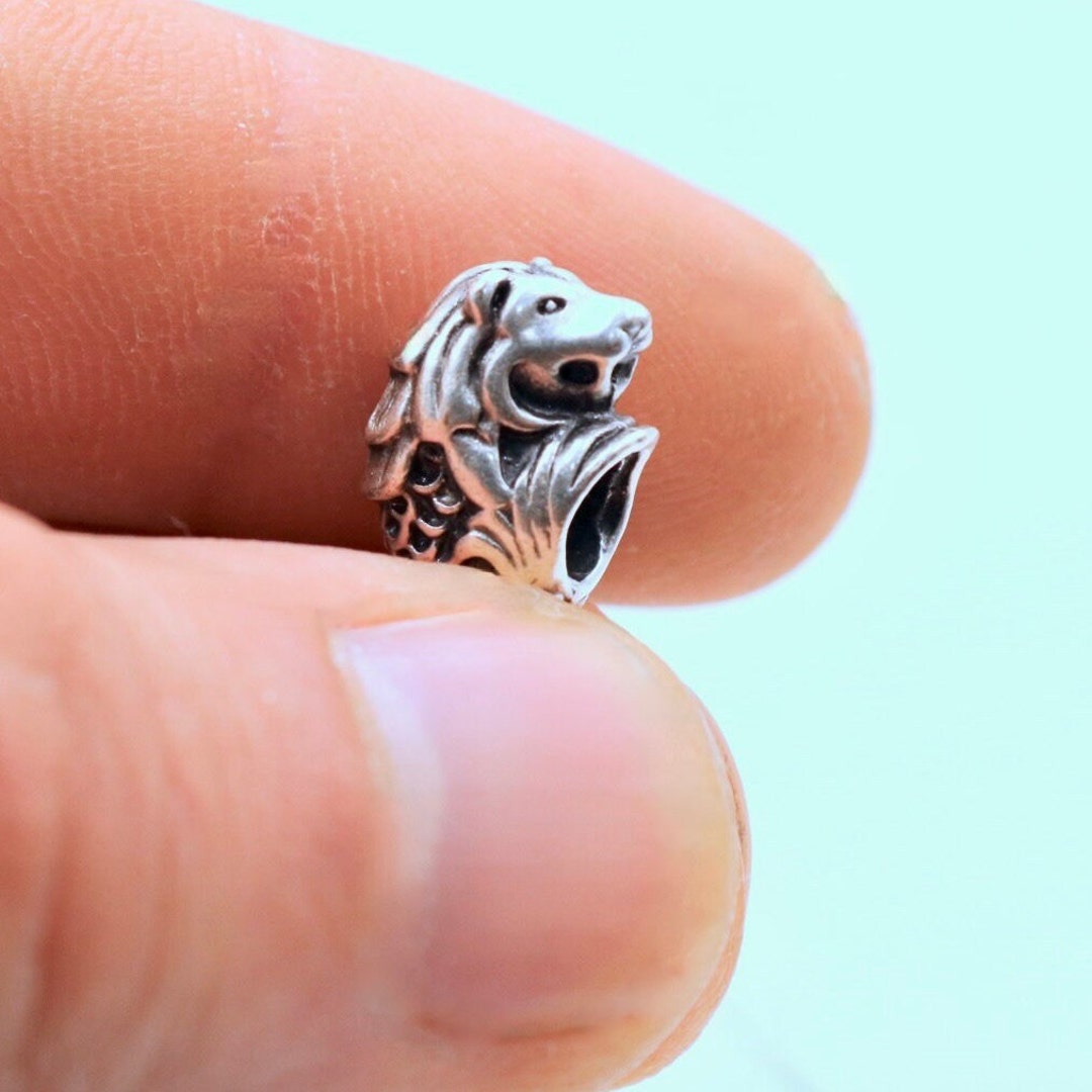 Small Lion Beads, Silver Lion Head Bead, Hole 4,5 Mm Silver Plated ...