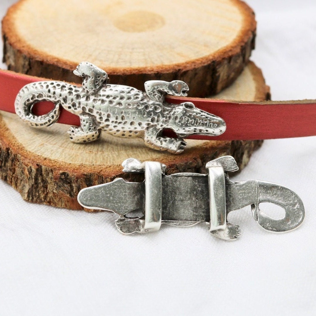 Antique Silver Ton Crocodile Slider Beads, Alligator Crocodile Charms ...