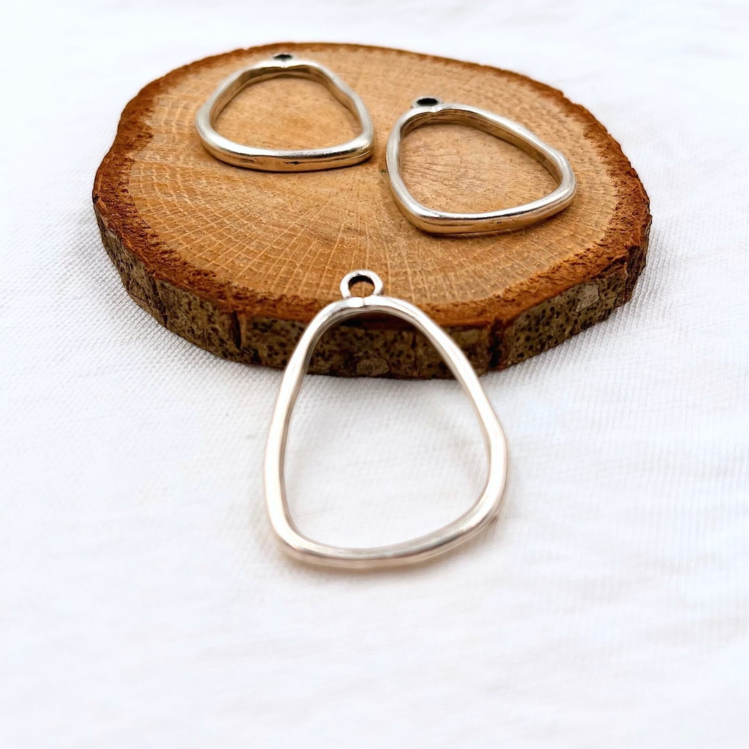 Antique Silver Open Bezel Charms: Asymmetrical Resin Earring Findings ...