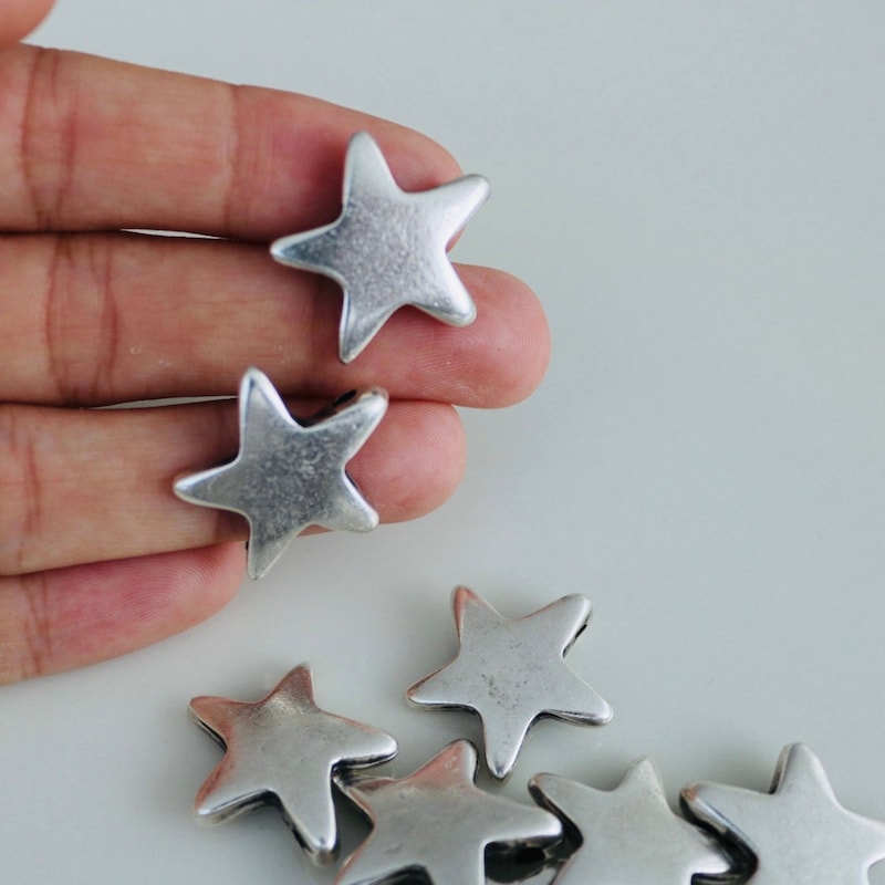 Antique Silver Star Charm - Etsy