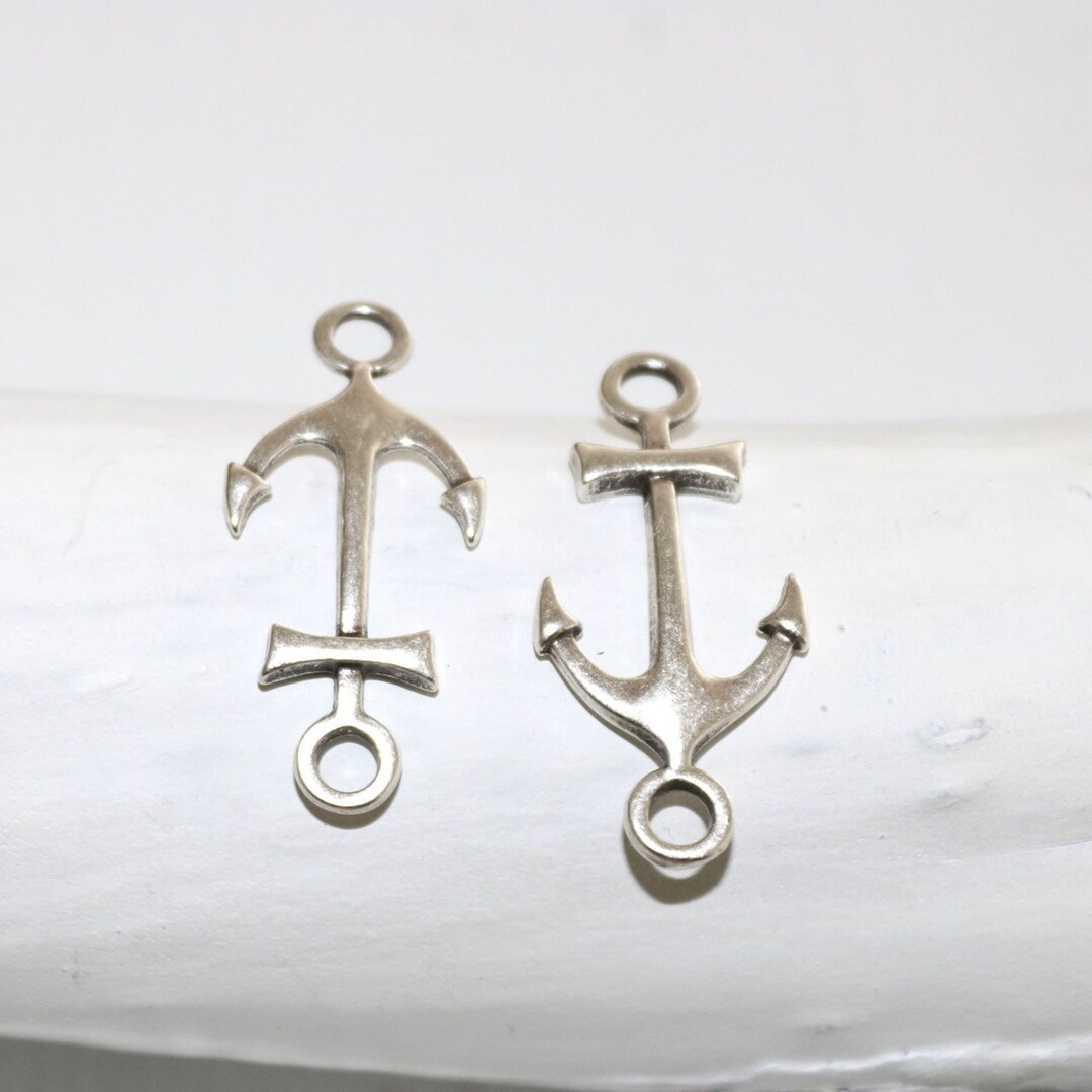 10 Anchor Connector Charm, Anchor Charms for Bracelets, Silver Earring ...