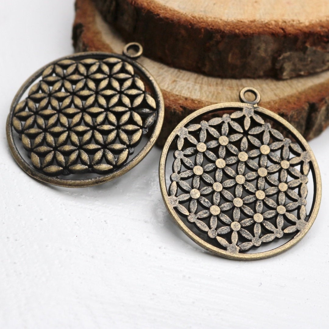 5 Flower of Life Charm, Flower of Life, Sacred Geometry Pendants for ...