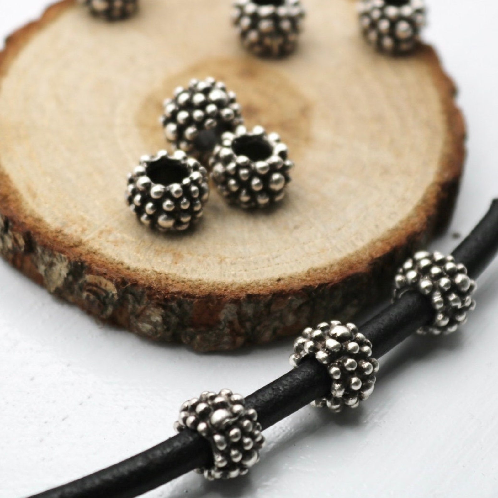 10 Flower Bead Spacer Charms Silver Tone Spacer Loose Beads - Etsy