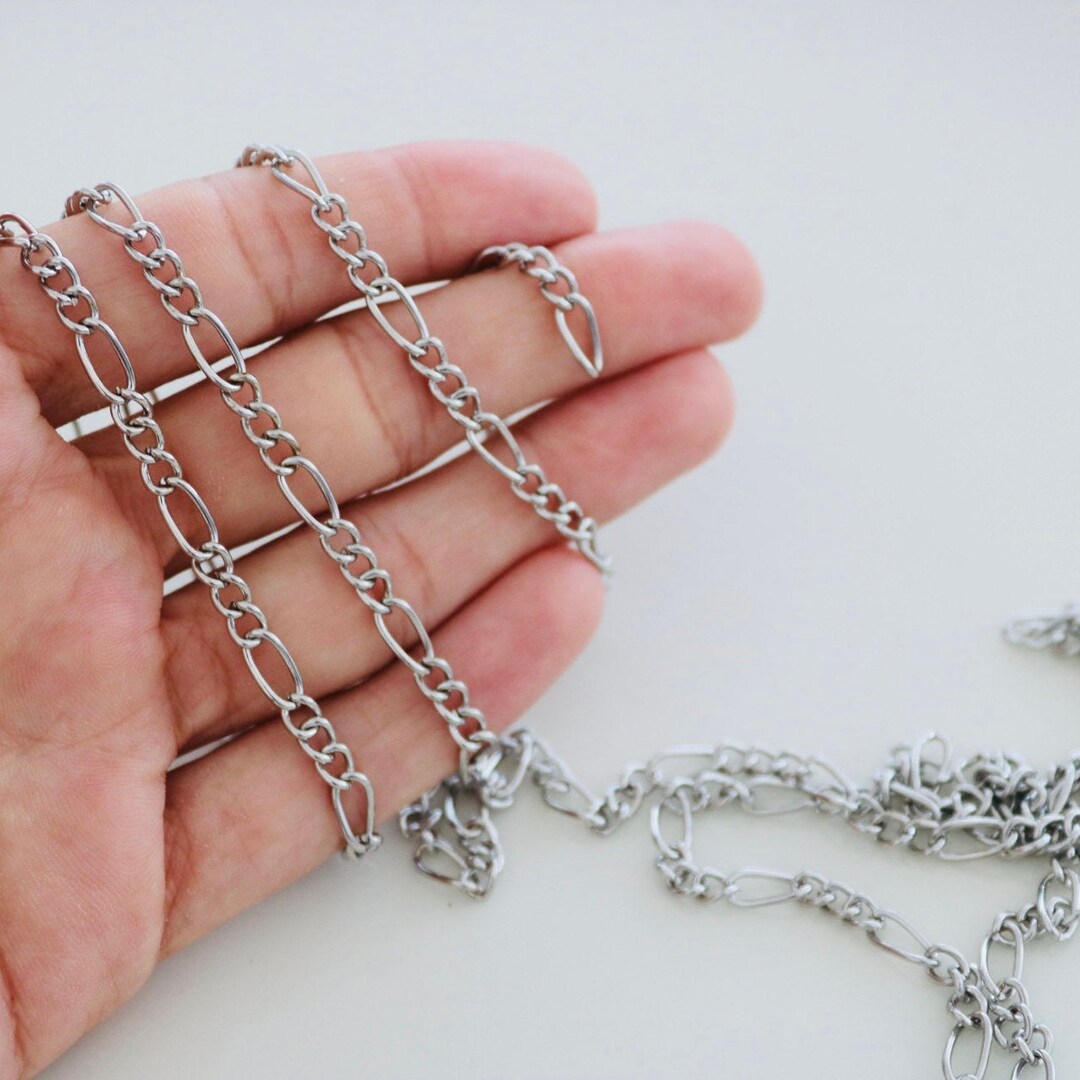 Figaro Curb Chain Oval Link Chain Satellite Chain Small - Etsy UK