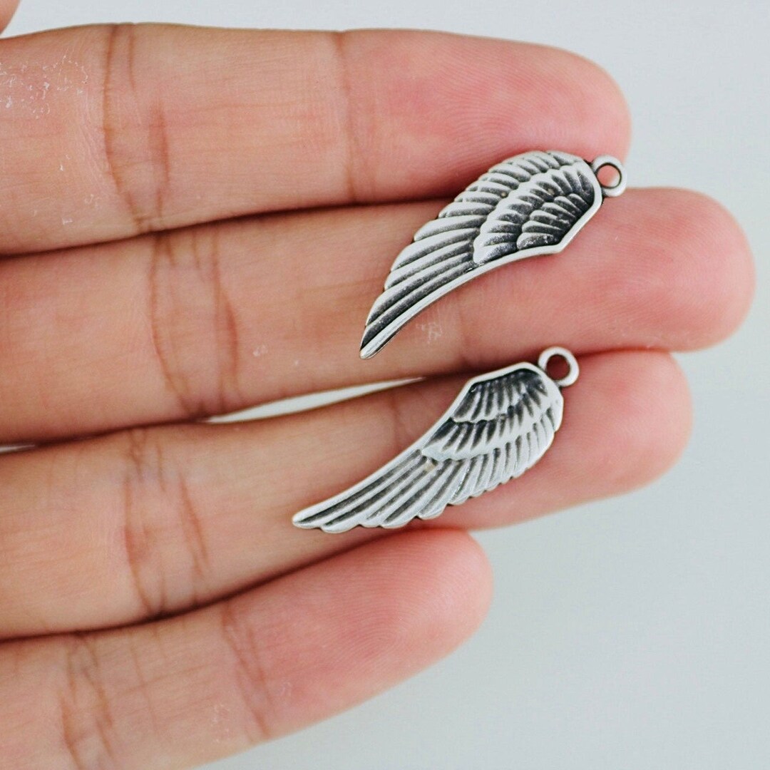 Silver Angel Wing Charms, Bird Wing Charms, Mini Necklace Charms, Angel ...