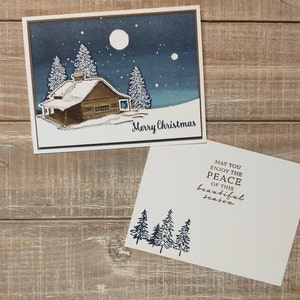 Snowy Cabin Christmas Card - Etsy