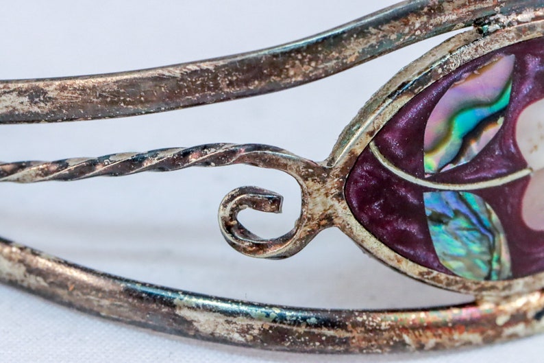 Vintage Alpaca Purple Abalone and Mother of Pearl Flower - Etsy