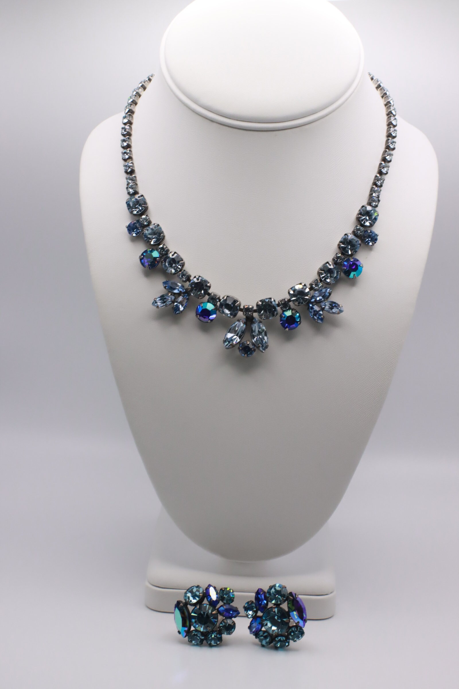 Vintage Regency Signed Blue Aurora Borealis Crystal/rhinestone - Etsy