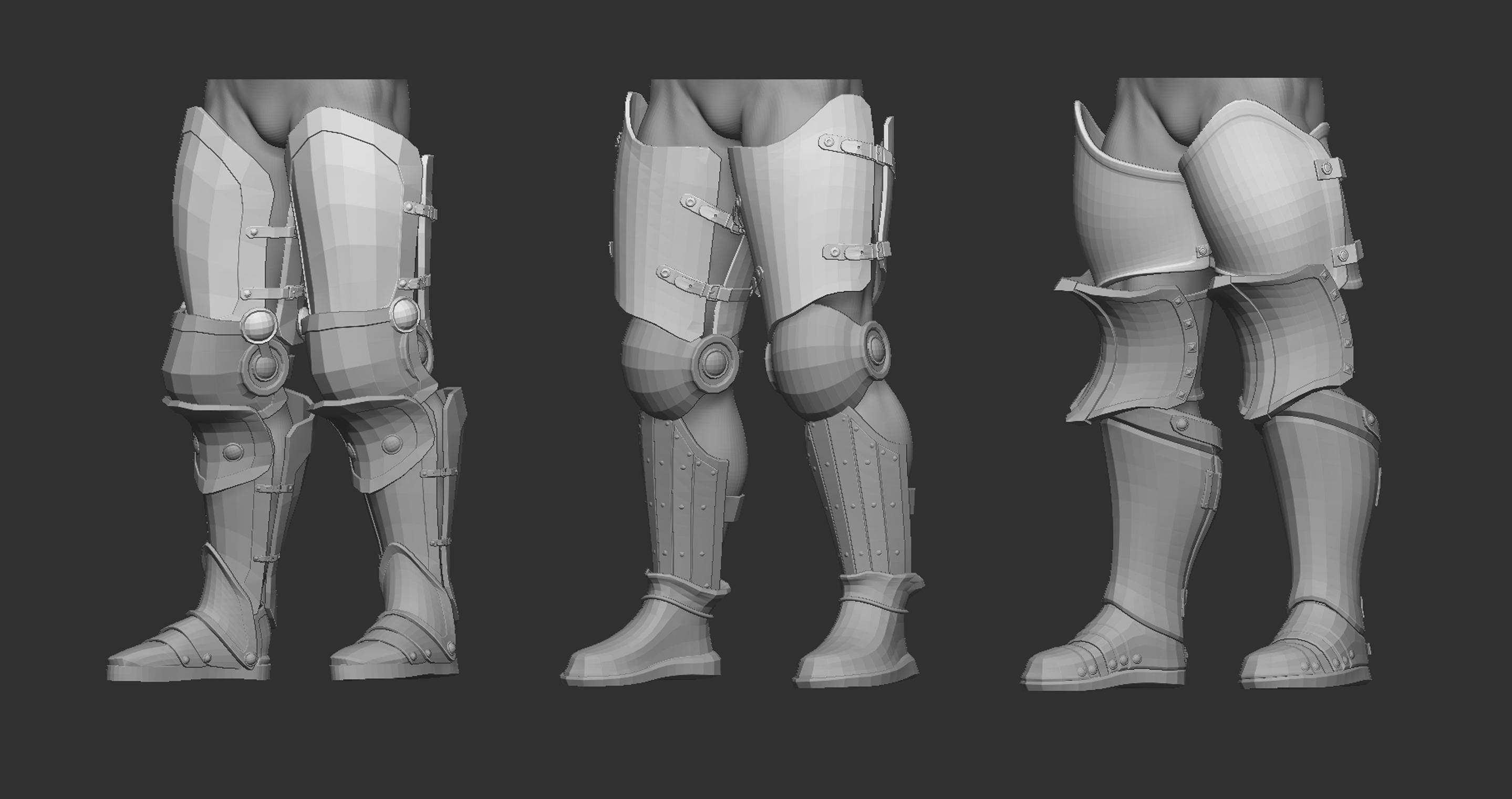 20 Low-poly Medieval Fantasy Leg, Knee and Feet Armor Base Mesh IMM ...