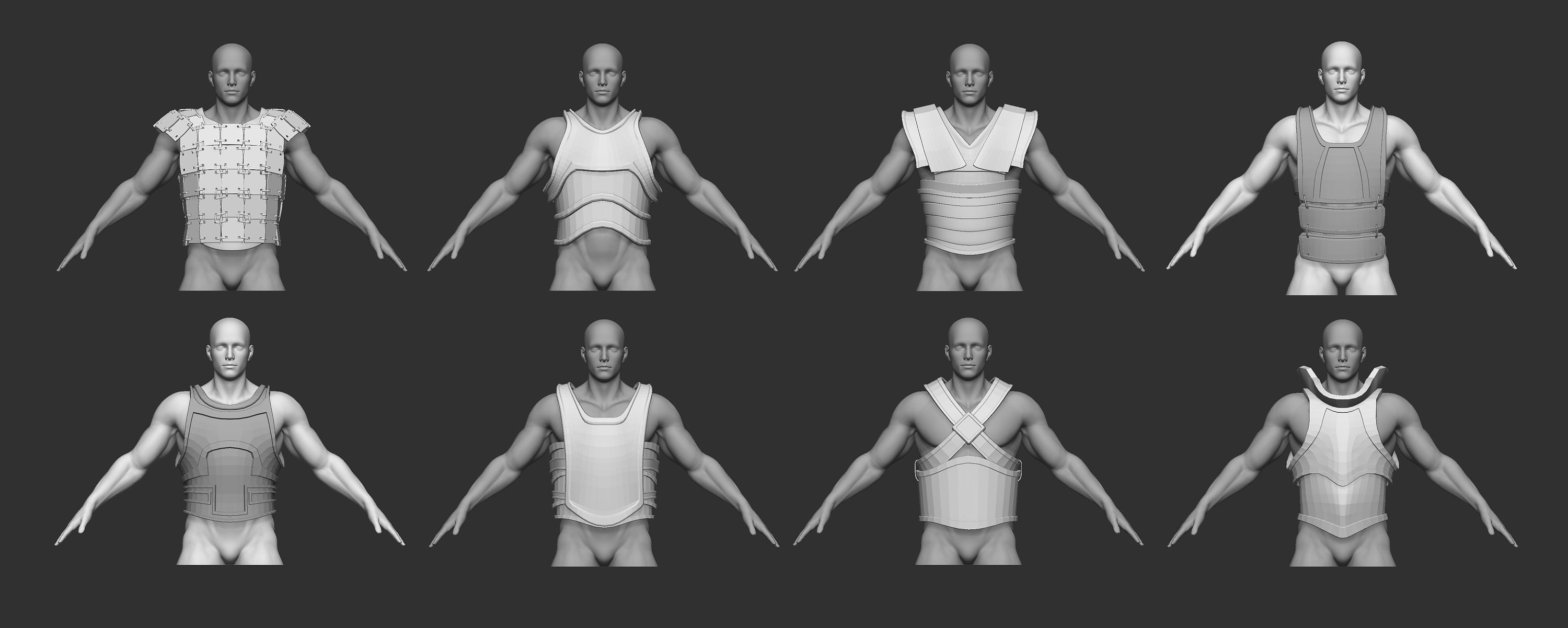 20 Low-poly Medieval Fantasy Body Armor Base Mesh Shapes IMM Zbrush Set ...