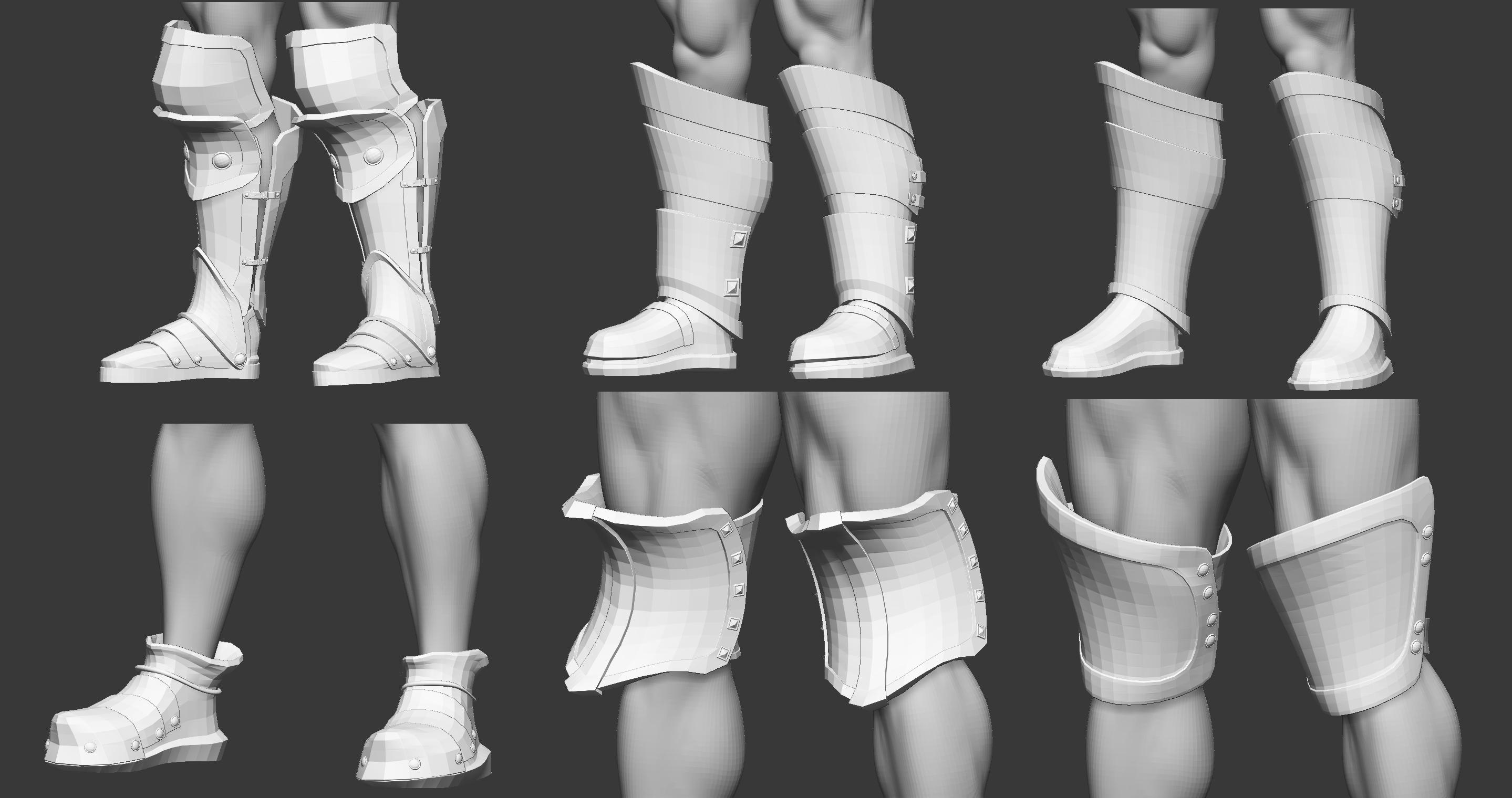 20 Low-poly Medieval Fantasy Leg, Knee and Feet Armor Base Mesh IMM ...