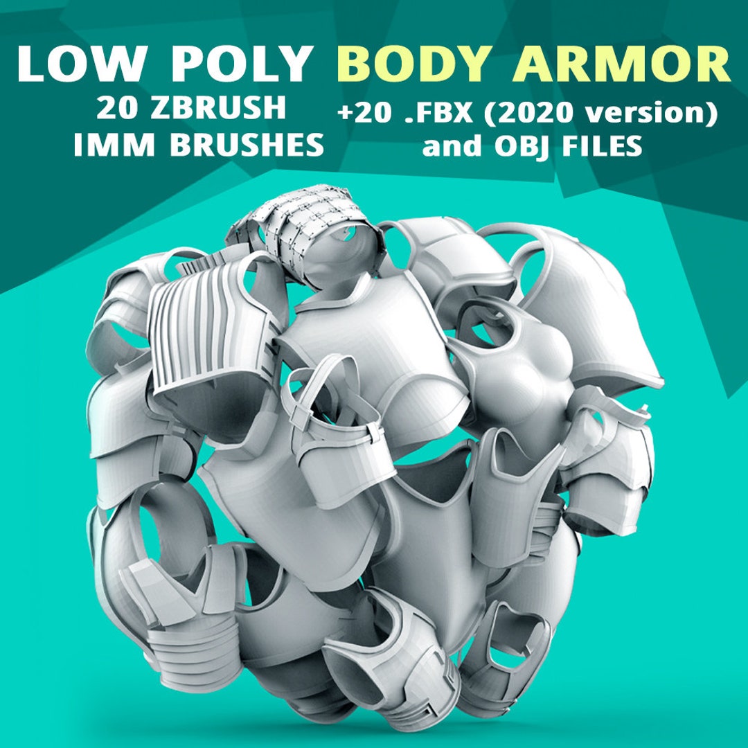 20 Low-poly Medieval Fantasy Body Armor Base Mesh Shapes IMM Zbrush Set ...