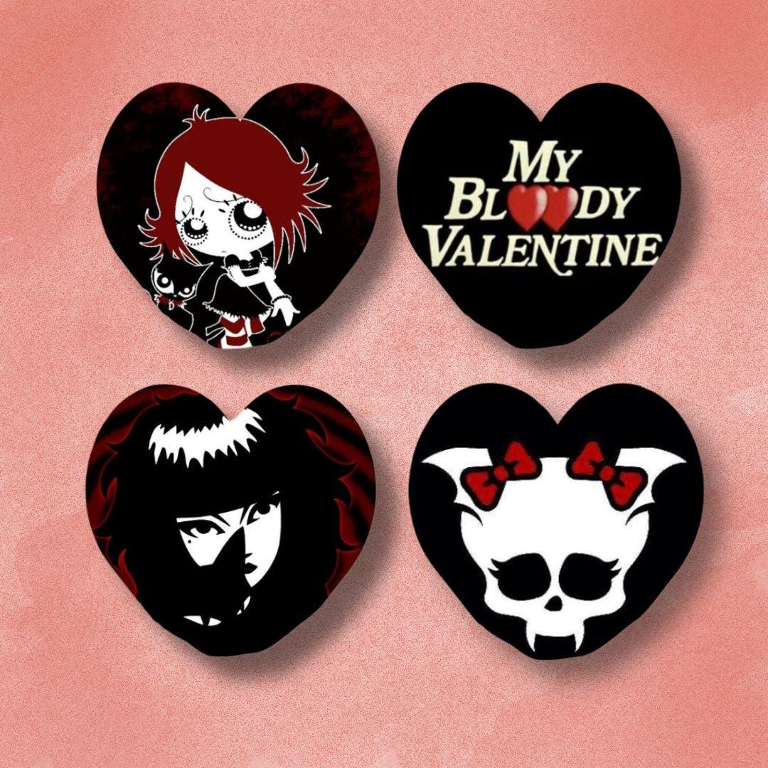 Red Emo/scene Heart Button Set - Etsy