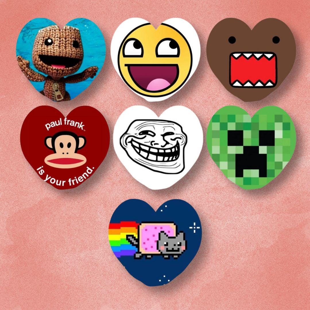2010's Meme Heart Shaped Button Set - Etsy