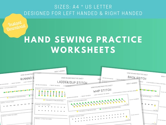 Hand Sewing Practice Worksheets Beginner Sewing Instruction | Etsy