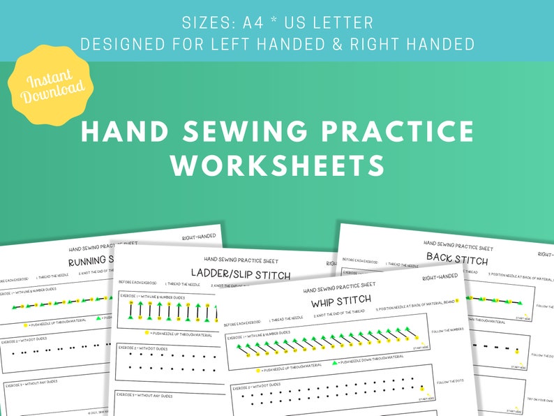 Hand Sewing Practice Worksheets - Beginner Sewing Book Printable ...