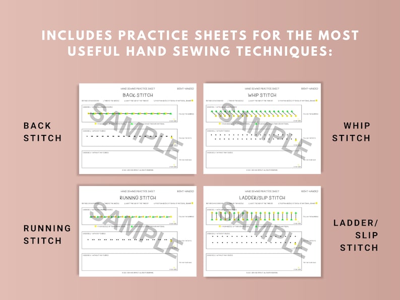 Hand Sewing Practice Worksheets - Beginner Sewing Book Printable ...