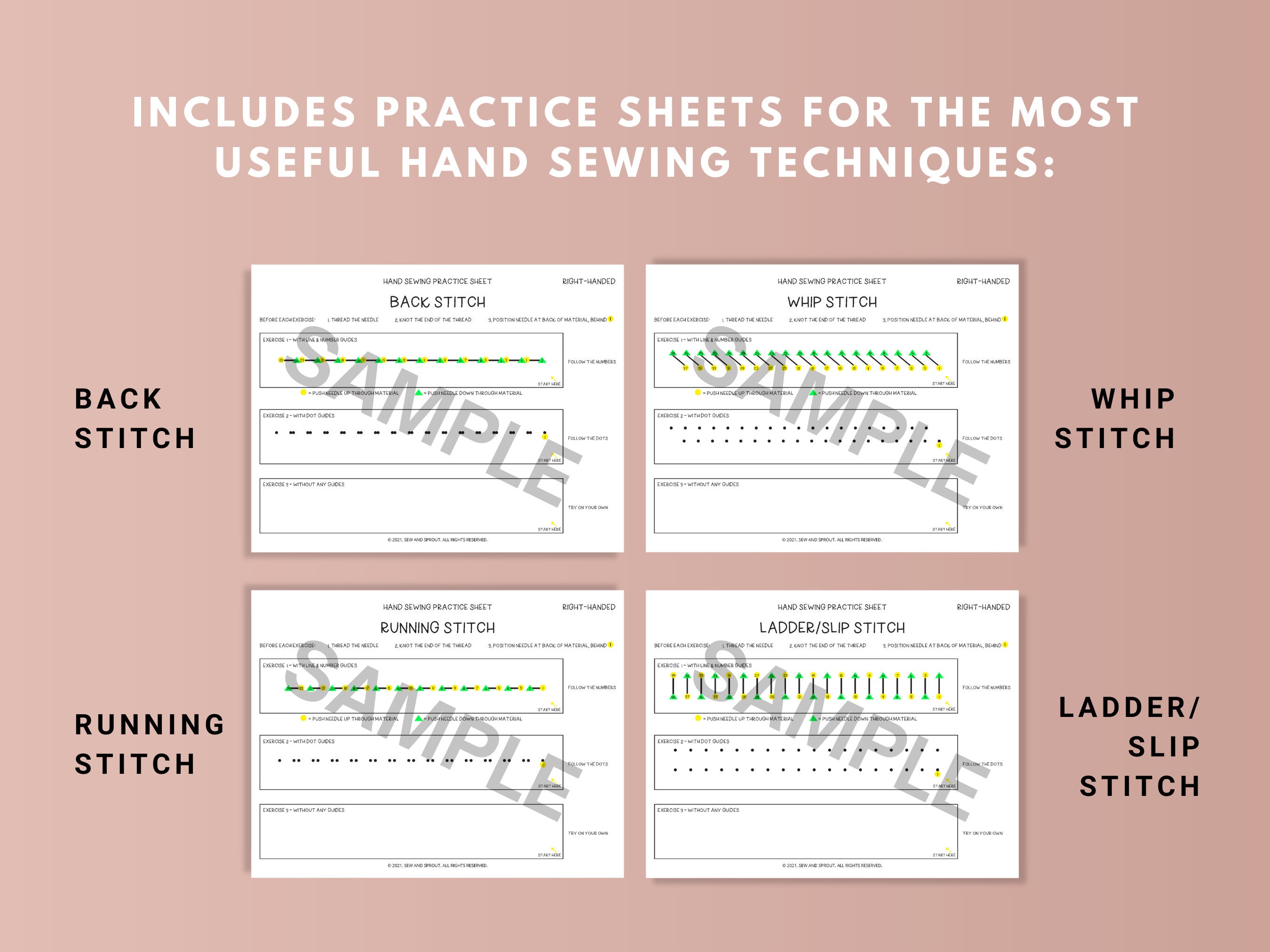 Hand Sewing Practice Worksheets Beginner Sewing Instruction Activity ...
