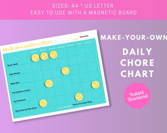 Reward Chart Chore List PDF Printable Chore Chart - Etsy