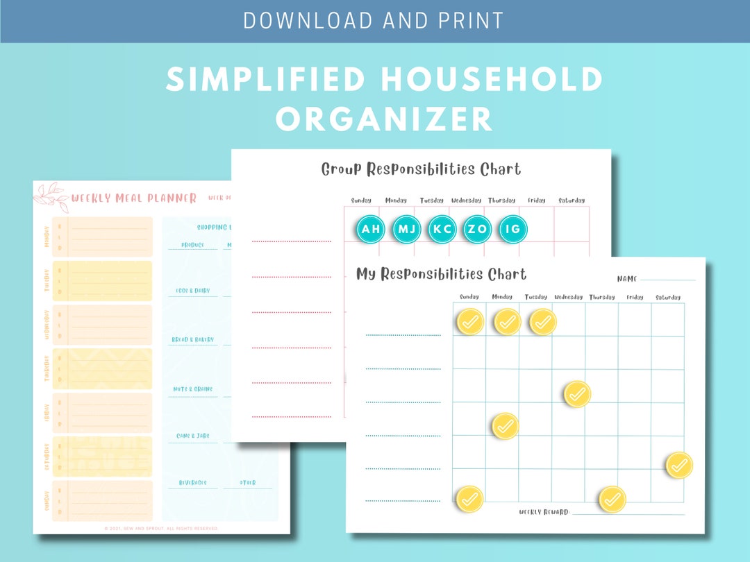 Simplified Home Management Printable Household Organizer Minimalist ...