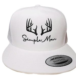 Simple Man Antlers Hunter Direct Embroidered Mesh Snapback Classic ...