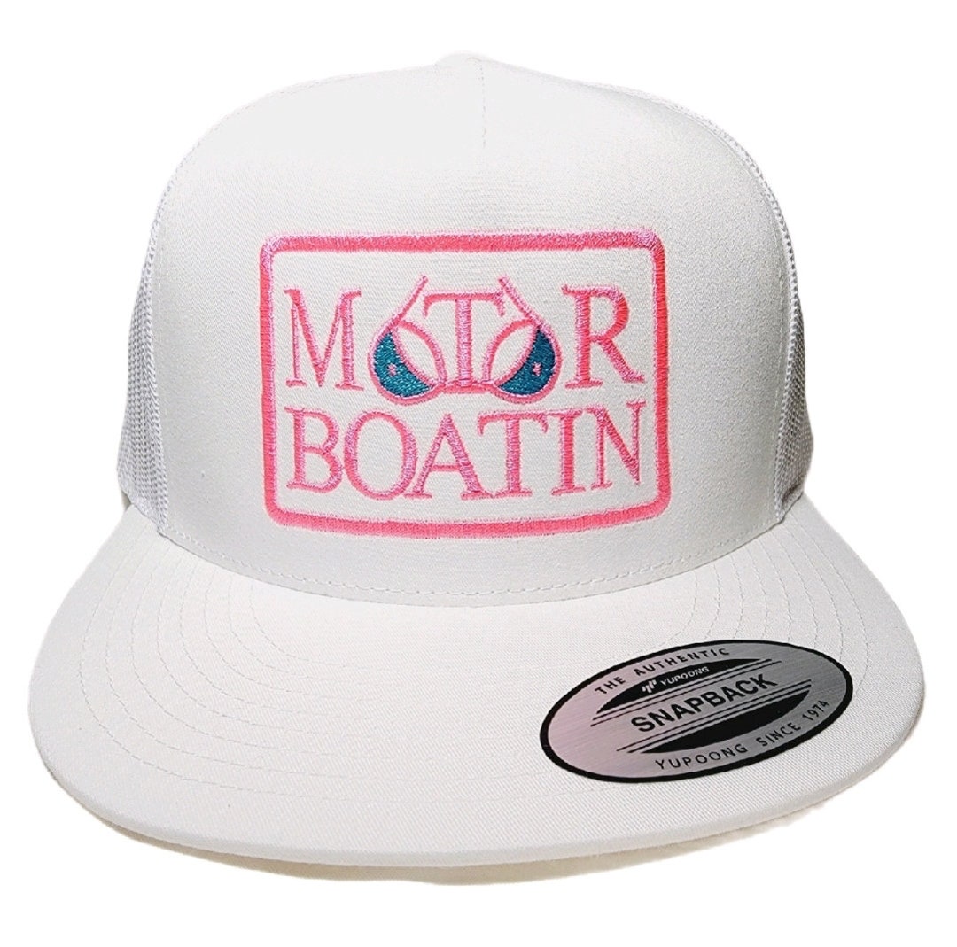 Motor Boatin Pink W/pink Border Adjustable Mesh Direct Embroidered ...