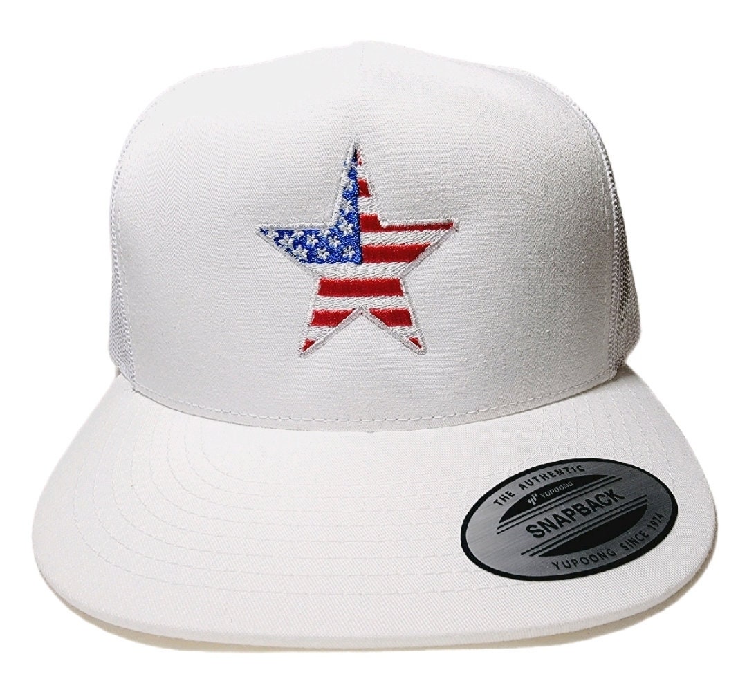 Patriotic Red White and Blue Star Direct Embroidered Mesh Adjustable ...