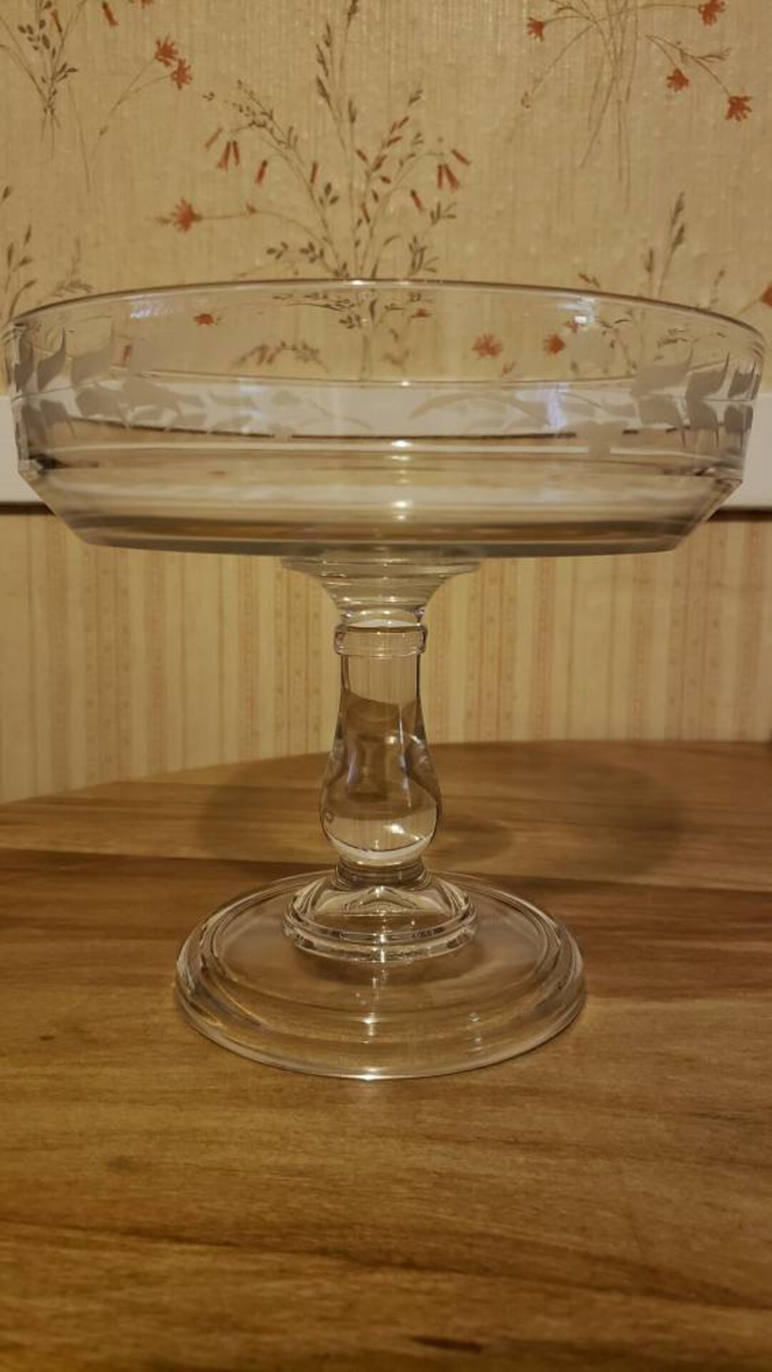 Etched Clear Glass Compote - Etsy