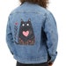 Black Cat Denim Jacket, Black Cat Jean Jacket, Streetwear Apparel ...