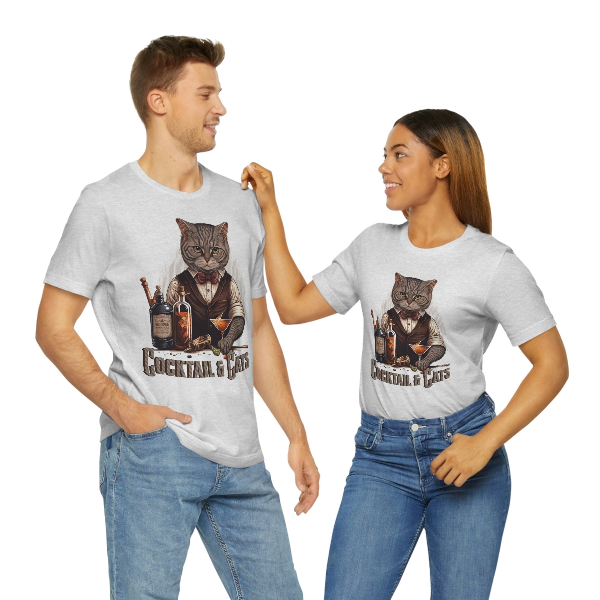 Cocktail and Cats T Shirt, Cat Lover Gift, Drinking Tee, Vintage Cat ...