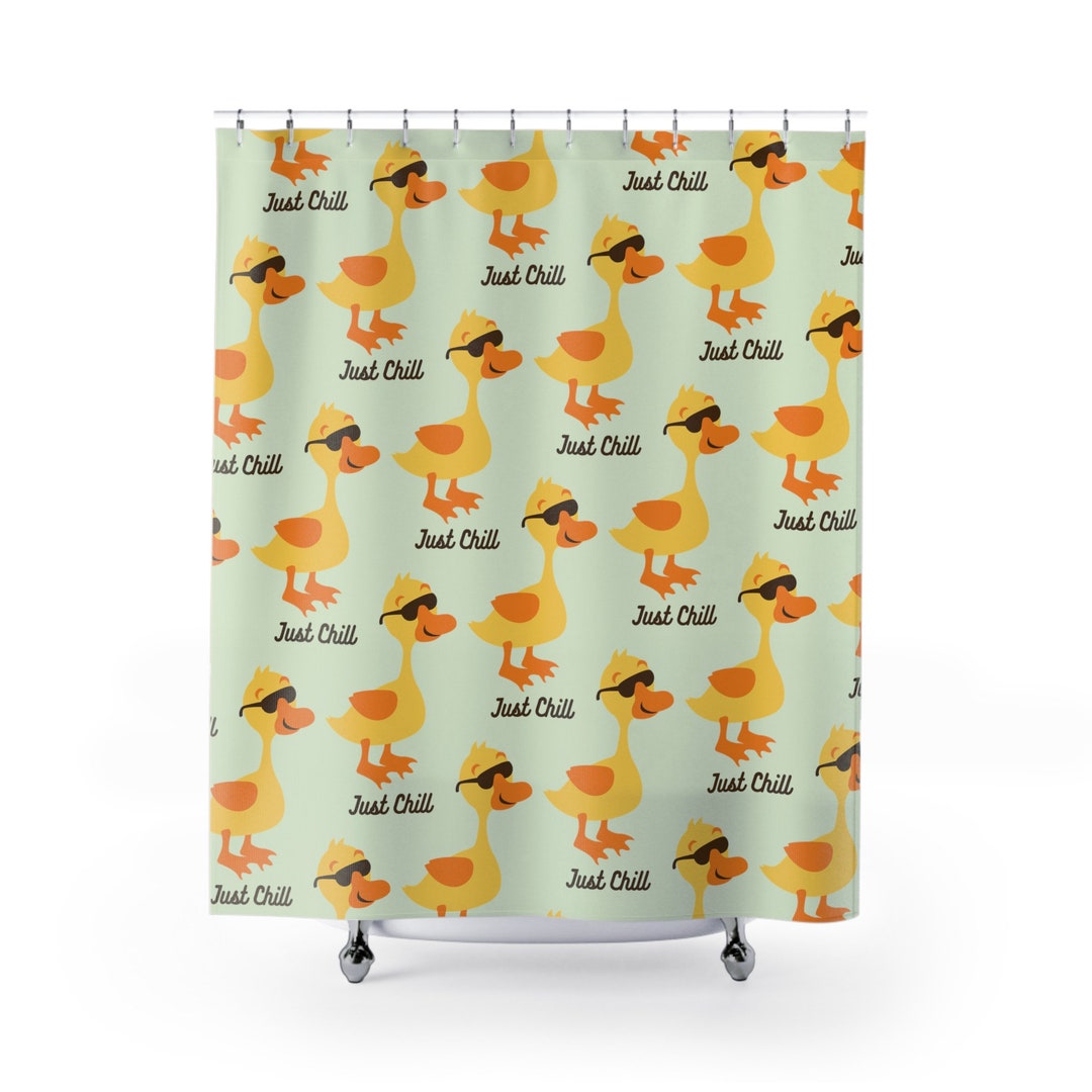 Be Chill Shower Curtains, Funny Duck Witty Duck Bathtub Curtain ...