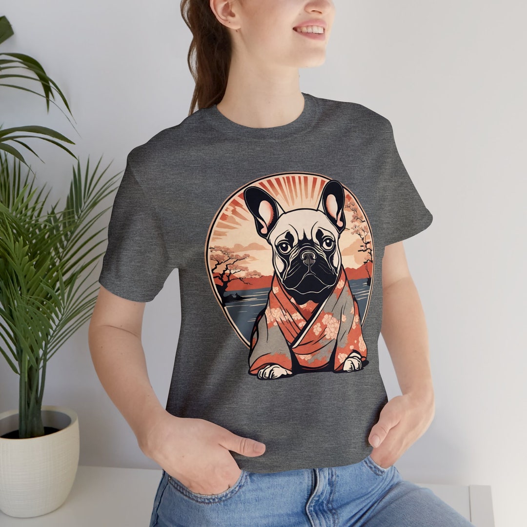 French Bulldog Ukiyo-e Style T-shirt, Frenchie Dog Japanese Art Short ...