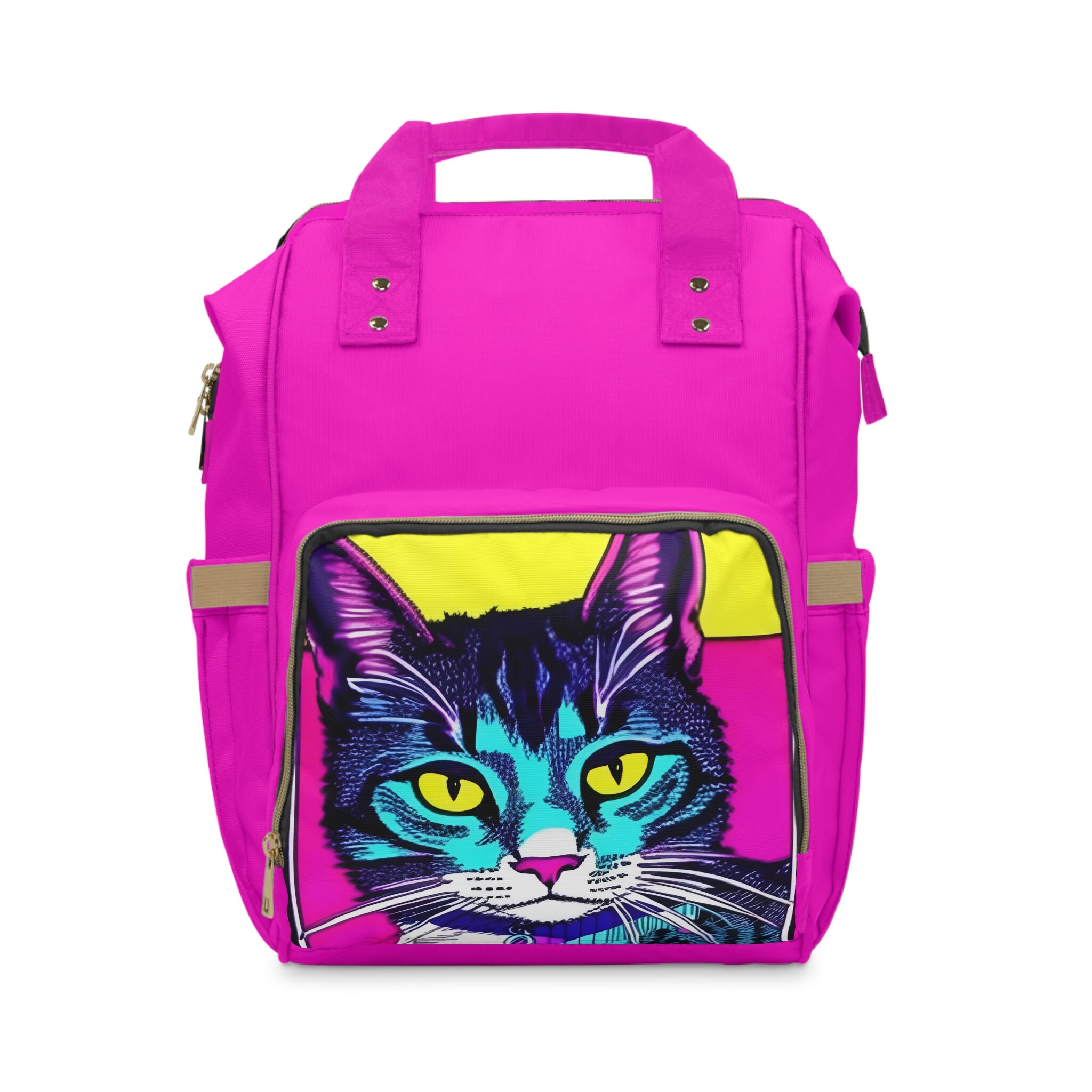 Colorful Graphic Cat Large Capacity Backpack, Vibrant Cat School Bag ...