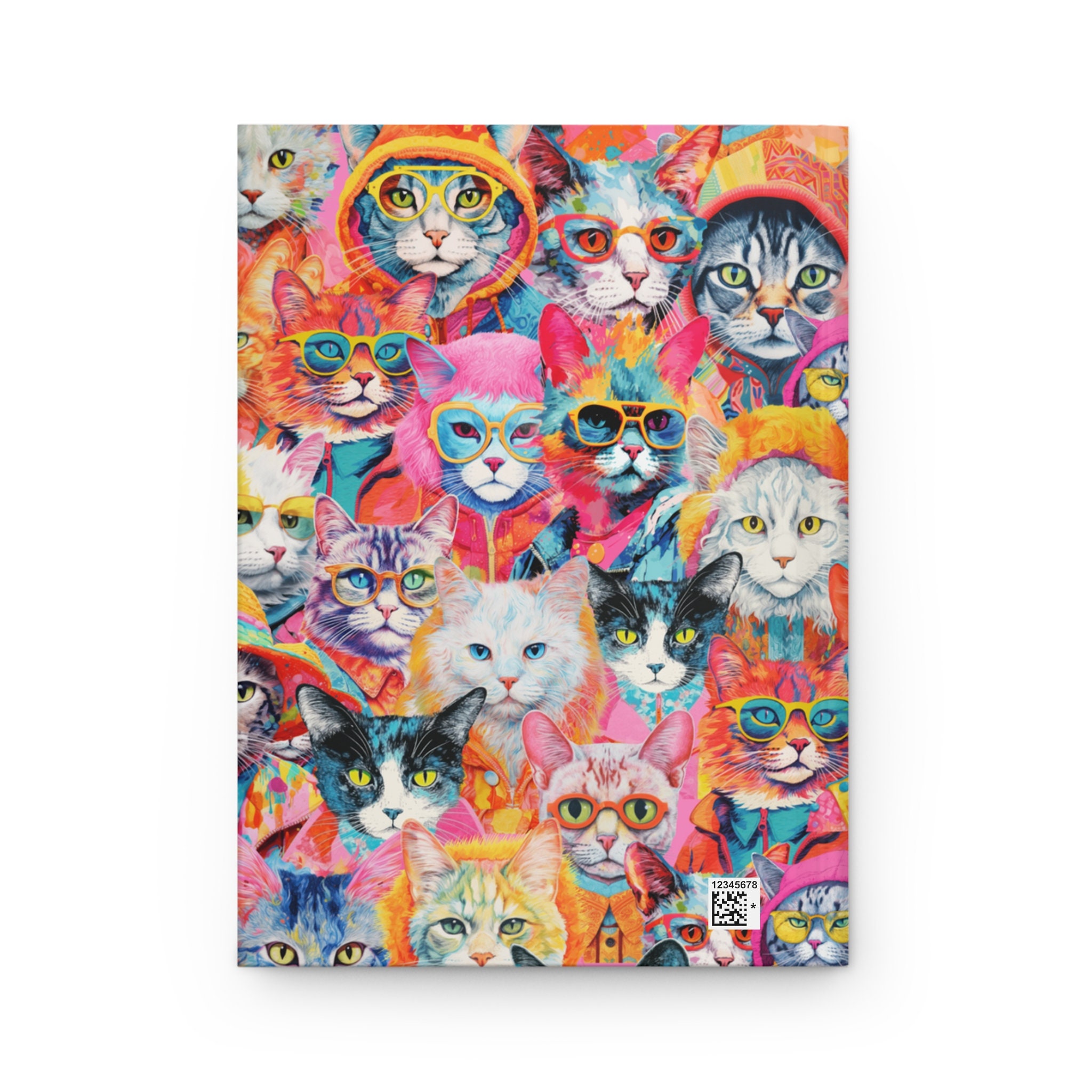 Hipster Cats Pattern Journal, Retro Cats Pattern Notebook, Groovy Cats ...
