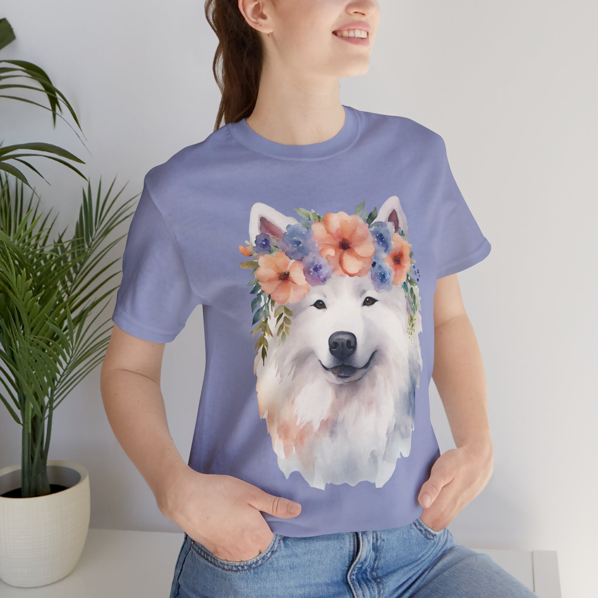 Floral Samoyed Shirt, Samoyed Watercolor Shirt, Flowers Samoyed Shirt ...