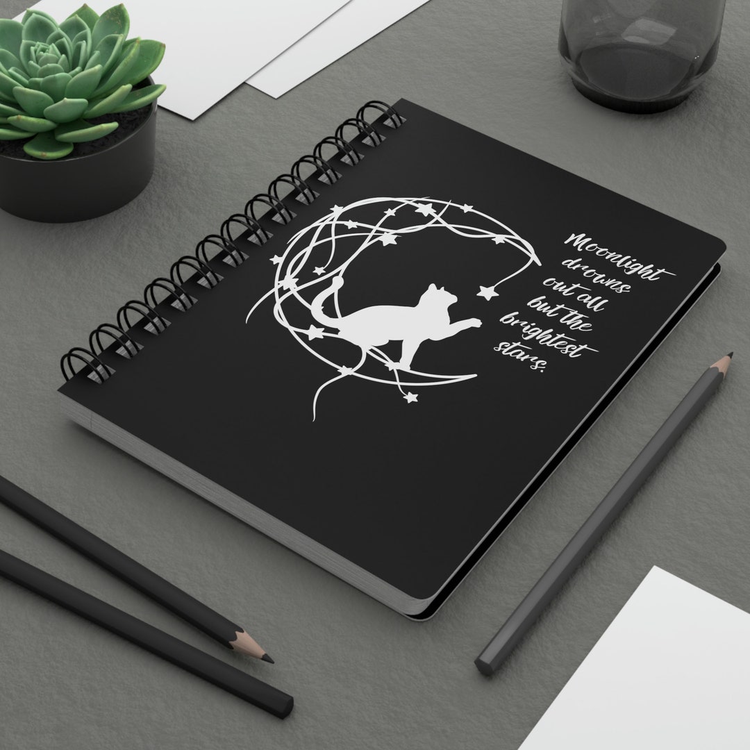 Cat and Moon Spiral Journal, Celestial Notebook, Manifestation Journal ...