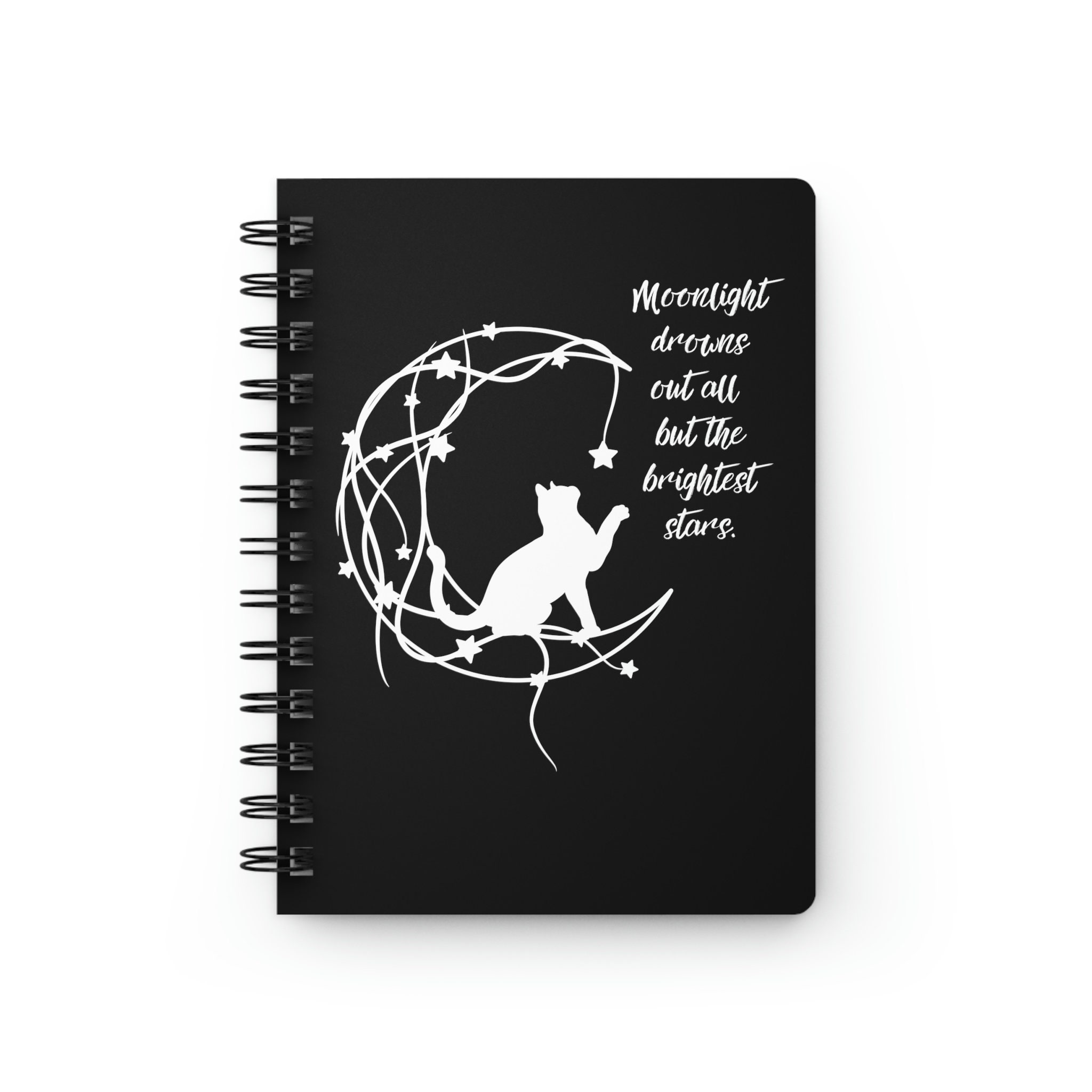 Cat and Moon Spiral Journal, Celestial Notebook, Manifestation Journal ...