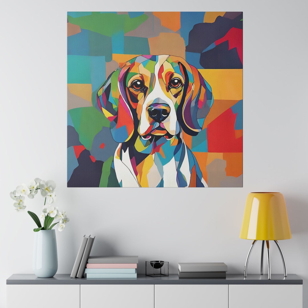 Abstract Beagle Canvas, Beagle Wall Art, Beagle Wall Decor, Beagle Gifts, Gift for Beagle Owner ...