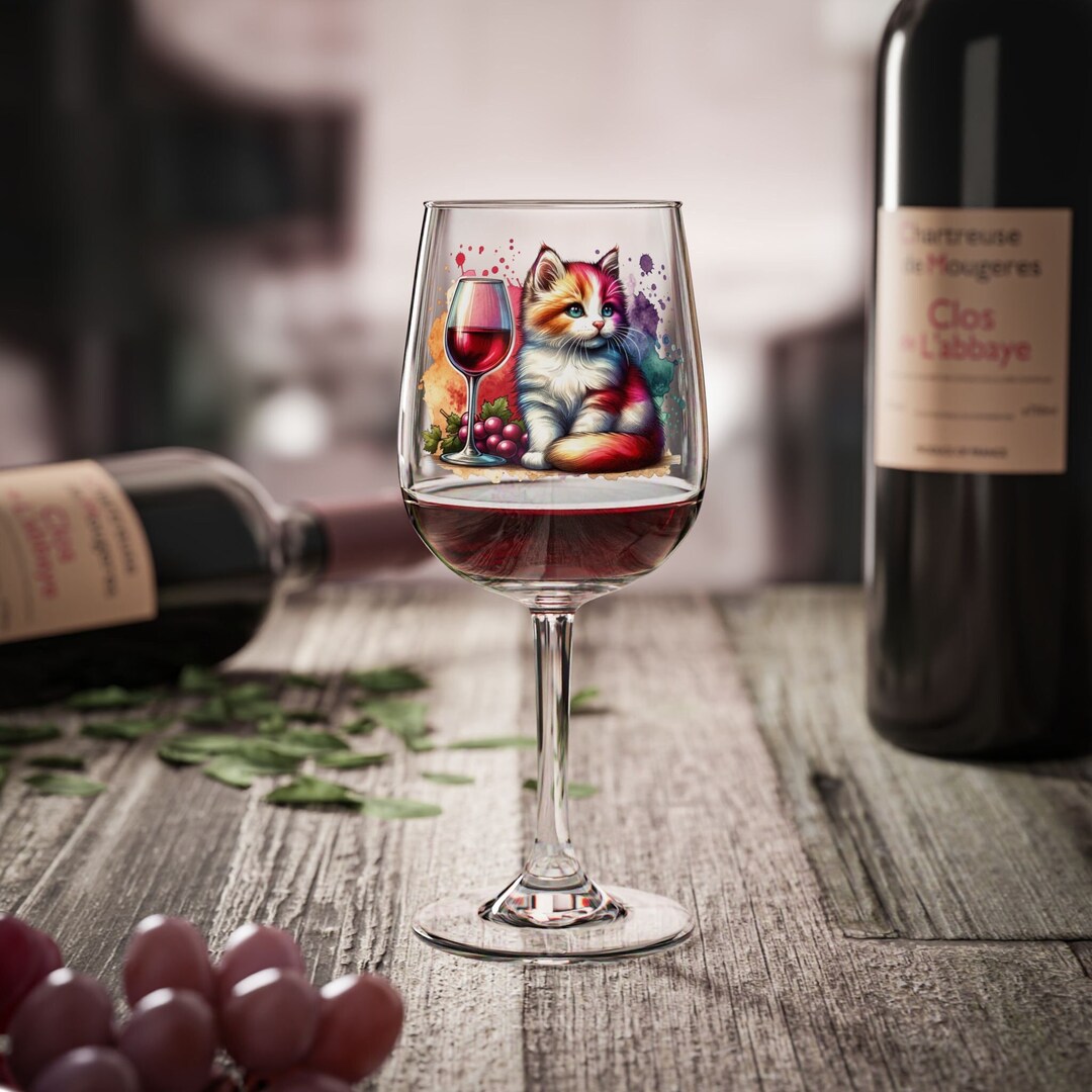 Cat Wine Glass, 12oz - Cute Cat and Wine Drinkware, Cute Cat Lover Gift ...