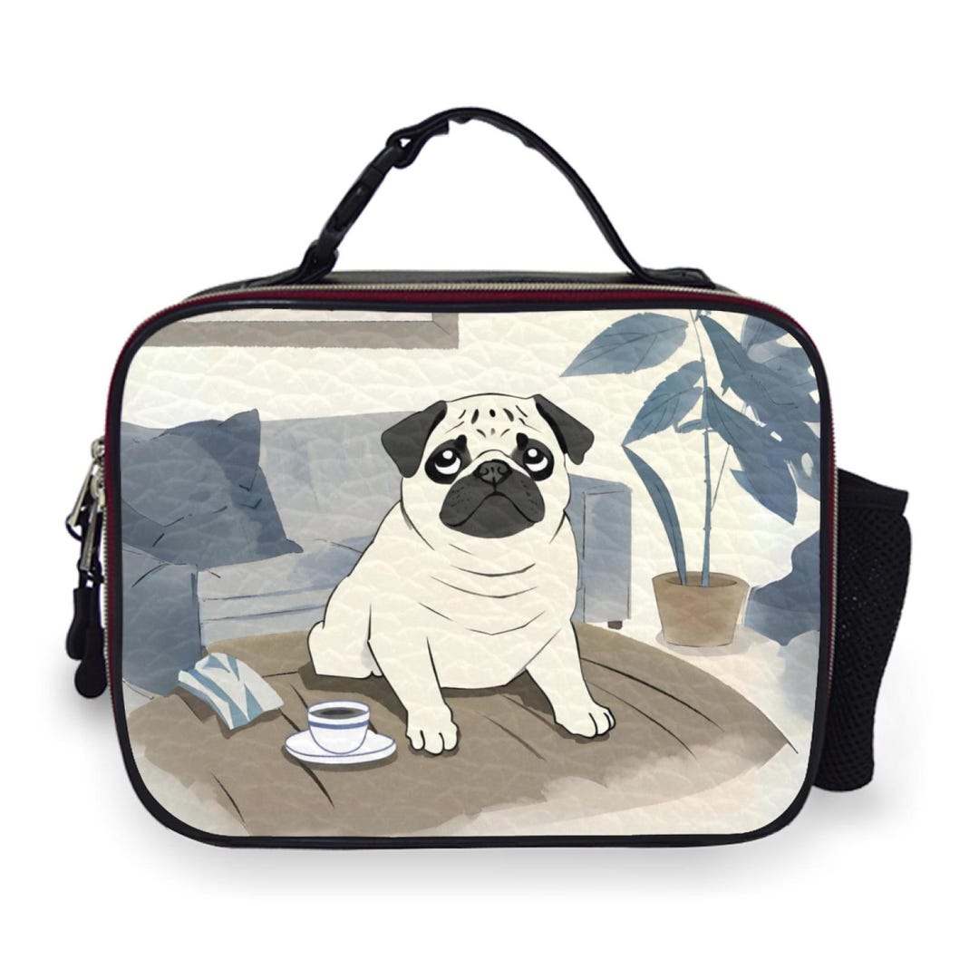 Pug Japanese Art Lunch Bag, Ukiyo-e Style Mops Lunch Tote, Cute Pug ...