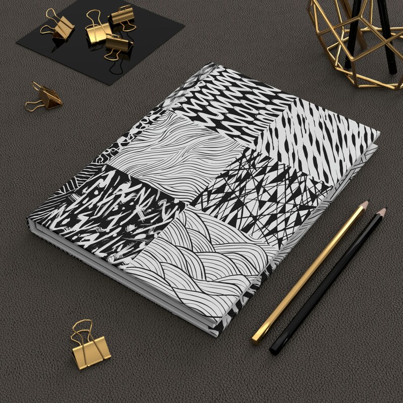 Abstract Black and White Pattern Hardcover Journal Matte, Back to ...